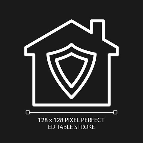 Home Security Pixel Perfect White Linear Icon For Dark Theme Burglary Prevention Insurance