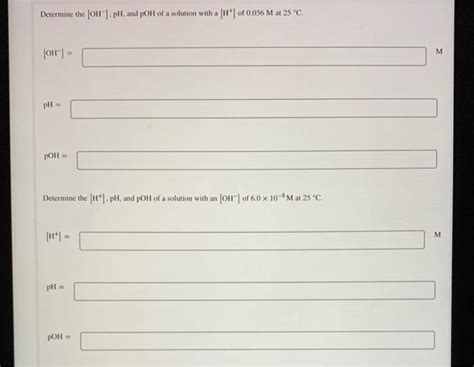 Solved Calculate The Hydroxide Ion Concentration [oh ] For
