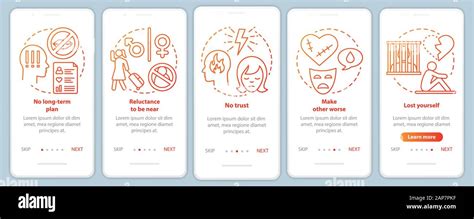 Relationship In Trouble Onboarding Mobile App Page Screen With Linear Concepts No Long Term