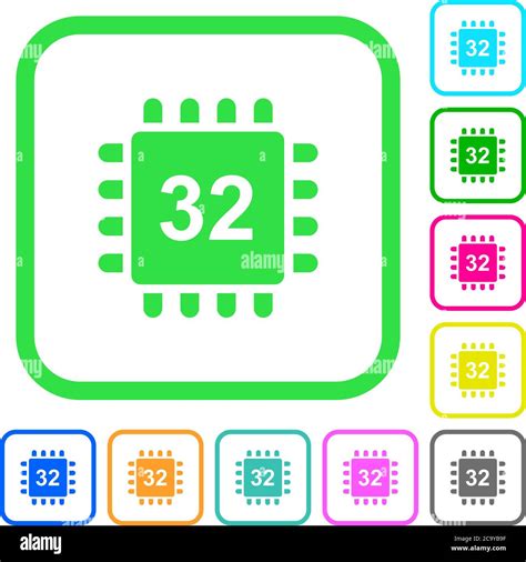 Microprocessor Bit Architecture Vivid Colored Flat Icons In Curved Borders On White