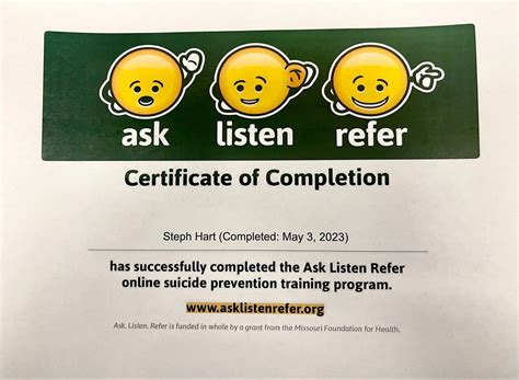 Steph Hart Mpa On Linkedin Today I Completed The “ask Listen Refer ” Suicide Prevention