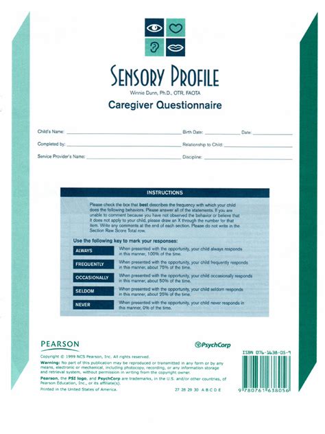 Sensory Profile Caregiver Questionaire Pdf