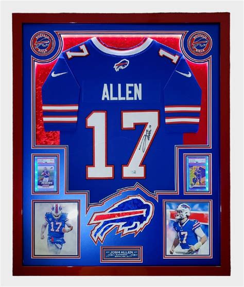 Josh Allen Signed Custom Framed Bills Nike Jersey Led Display With 2021