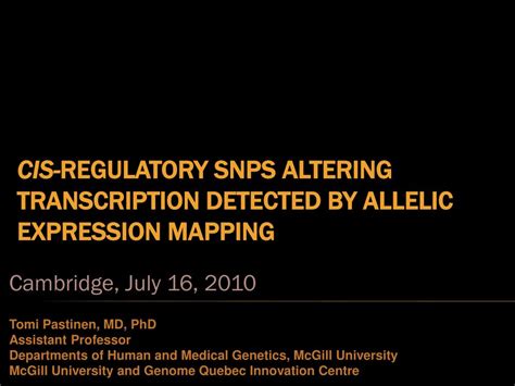 Ppt Cis Regulatory Snps Altering Transcription Detected By Allelic Expression Mapping