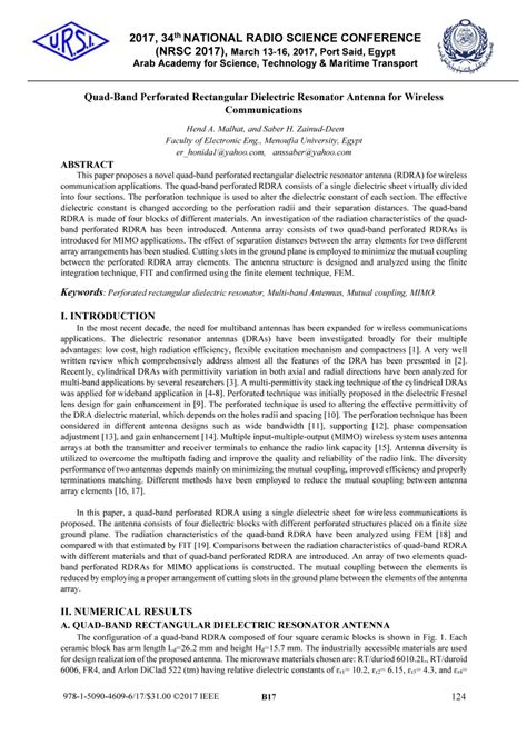 Pdf Quad Band Perforated Rectangular Dielectric Resonator Antenna For