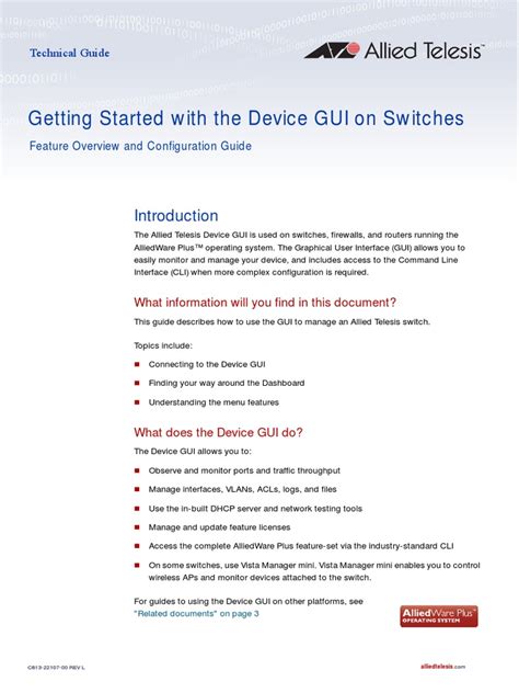 Getting Started With The Device Gui On Switches Pdf Graphical User