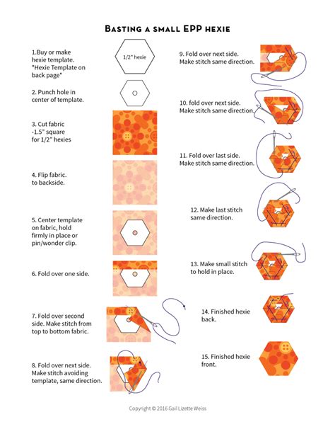 Illustrated Hexie Epp Stitching Gail Lizette Quilts