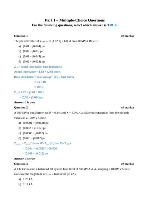 Electrical Engineering Mcqs And Calculation Questions Desklib