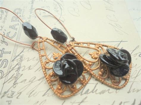 Vintage French Black Glass Assemblage Earrings