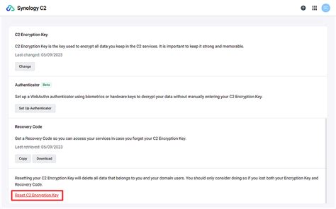 i forgot my c2 encryption key what can i do synology knowledge center