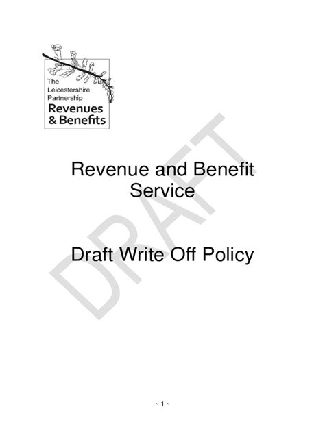 Draft Write Off Policy Pdf