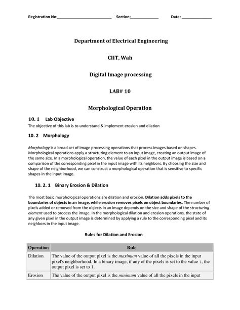 Lab Manual Digital Image Processing Lab Manual CUI Wah Registration No Section Date