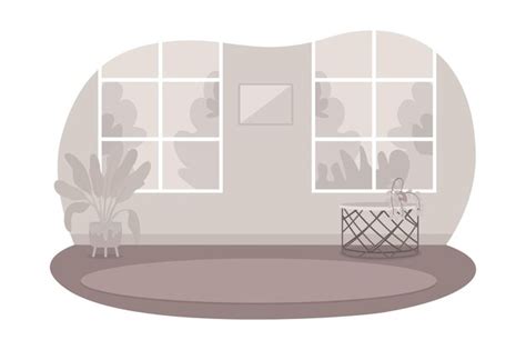 현대 거실 평면 컬러 일러스트입니다 소파에서 텔레비전을 본다 Tv 근처에 편안한 소파 레크리에이션 시간 배경에 가구와 현대 집 2d 만화 인테리어 프리미엄 벡터