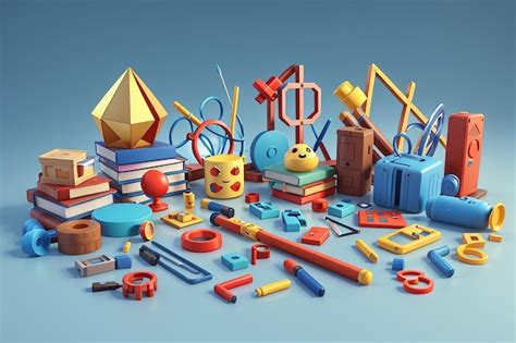 Premium Photo 3d Rendering Set Of Math Tool Symbol On Background 3d Render Illustration