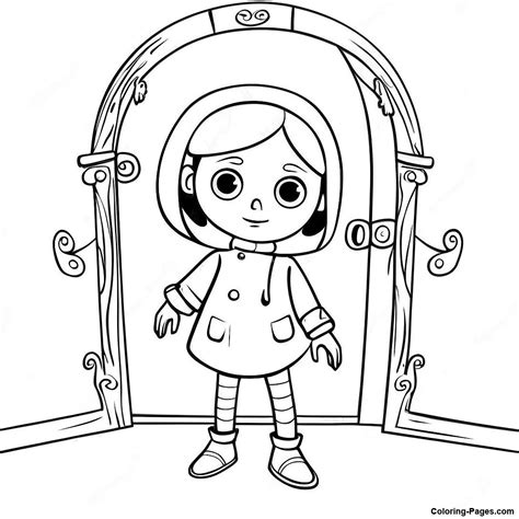 Coraline Exploring The Mysterious Door Coloring Page Coloring