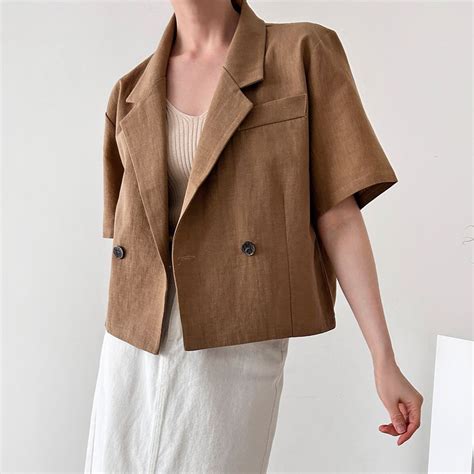 짜루마켓 린넨 반팔자켓 테일러드 블레이저 여릌 자켓