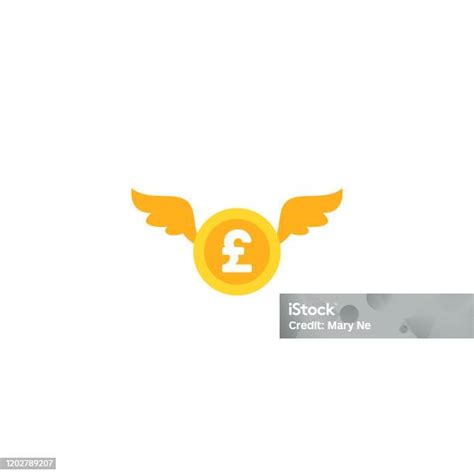 흰색 날개가있는 골드 파운드 스털링 동전 플랫 아이콘입니다 흰색 배경에 격리 0명에 대한 스톡 벡터 아트 및 기타 이미지 0명 구매 금융 Istock