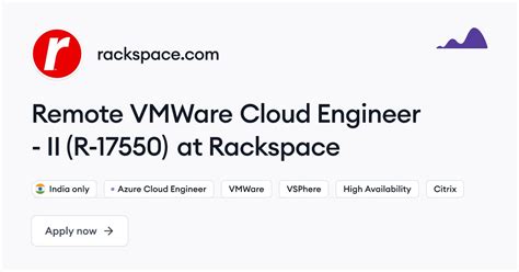 Himalayas On Linkedin Remote Vmware Cloud Engineer Ii R 17550 Job At Rackspace
