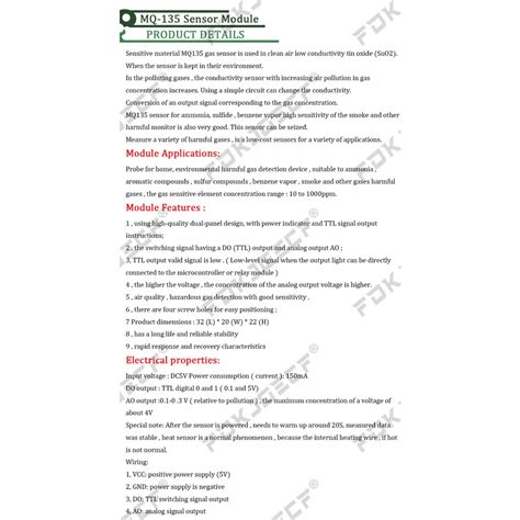 Mq135 Mq 135 Air Quality Sensor Hazardous Gas Detection Module For