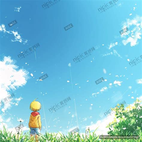 Ai创作图原创天空蓝天手绘夏天 蓝天白云女孩插画 蒲公英的约定女孩背景图 蒲公英的约定女孩壁纸 地平线韩国唯美插画 春之风影治愈系小插画 晴天插画 阳光晴朗风景插画 蓝天白云小女孩风车 白天