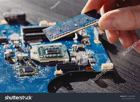 Technician Plugs Memory Motherboard Computer Hardware Stock Photo Shutterstock