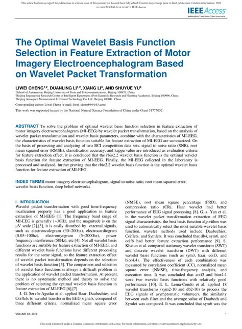 Pdf The Optimal Wavelet Basis Function Selection In Feature