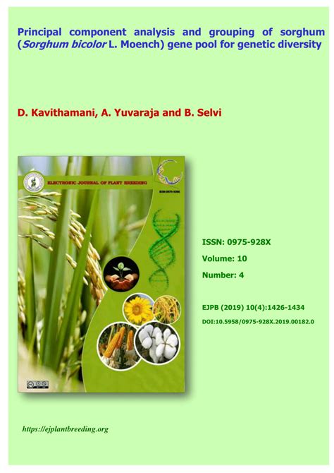 Pdf Principal Component Analysis And Grouping Of Sorghum Sorghum Bicolor L Moench Gene