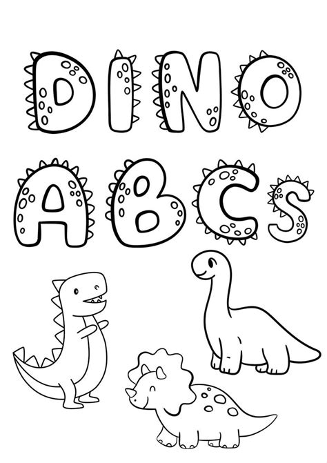 Dinosaur Alphabet Coloring Pages Etsy