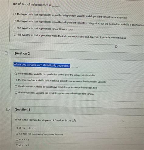 Solved The X2 Test Of Independence Is The Hypothesis Test
