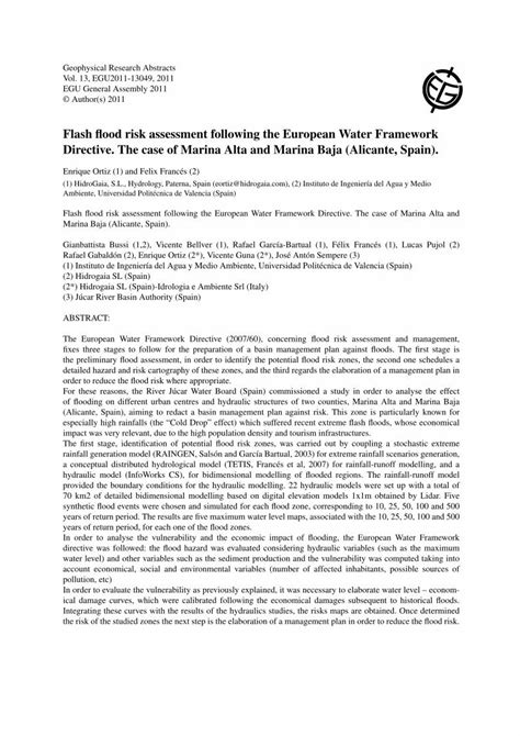 Pdf Flash Flood Risk Assessment Following The Europeanwater