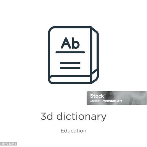 3d 사전 아이콘입니다 교육 컬렉션에서 흰색 배경에 격리 된 얇은 선형 3d 사전 윤곽선 아이콘입니다 선 벡터 3d 사전 기호 웹 및 모바일 기호 공부에 대한 스톡 벡터