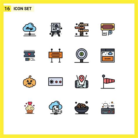 Set Of 16 Modern Ui Icons Symbols Signs For Heart Input Crossroads Data Adapter Editable