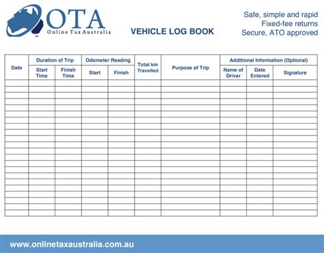 Tax Car Logbook Template At Harrison Grove Blog
