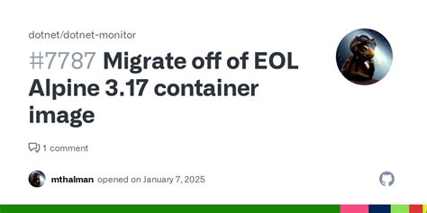 Migrate Off Of Eol Alpine 317 Container Image · Issue 7787 · Dotnetdotnet Monitor · Github