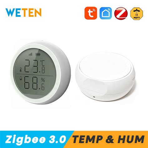 Tuya Zigbee 스마트 온도 습도 센서 감지기 원형 스크린 무선 습도계 온도계 스마트 라이프 앱 Zigbee2mqtt