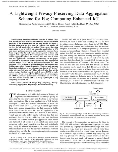 Pdf A Lightweight Privacy Preserving Data Aggregation Scheme For Fog