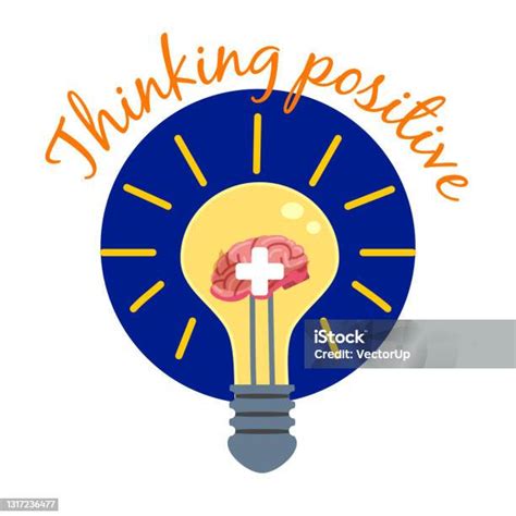 인간의 두뇌와 기호 로고가있는 전구 긍정적 인 사고 창조적 인 아이디어 마음 솔루션 개념 벡터 일러스트 만화 플랫 개념에 대한 스톡 벡터 아트 및 기타 이미지 Istock