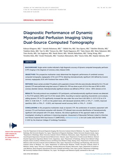 Diagnostic Performance Of Dynamic Myocardial Perfusion Imaging With Dsct Pdf Angiography