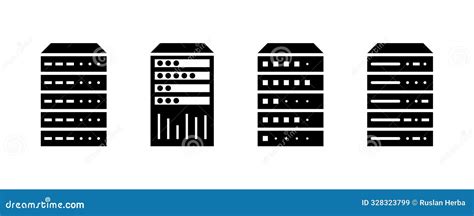 Set Of Computer Server Vector Icons Data Datacenter Or Database Icon
