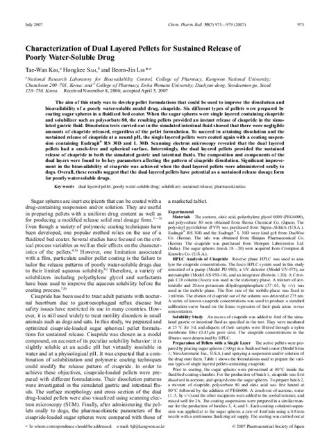 Pdf Characterization Of Dual Layered Pellets For Sustained Release Of
