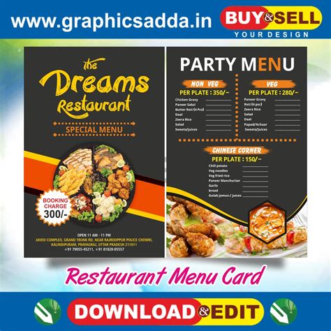 Restaurant Menu Card Design Menu Card Design Hotel Menu Card Rate List Menu Multi Color