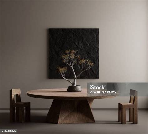 목재 가구와 원자재를 사용한 일본식 인테리어 디자인 나무 의자와 테이블이 있는 재팬디 스타일의 인테리어 3d 일러스트레이션 0명에 대한 스톡 사진 및 기타 이미지 Istock