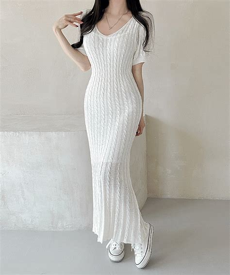 [전컬러 당일배송💕봄ver ] 코니 꽈배기 니트 반팔 맥시 롱 원피스 브이넥 롱원피스 A라인 퍼프 벌룬 소매 플레어 데이트