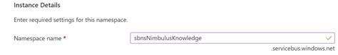 Azure Service Bus Namespace Nimbulus