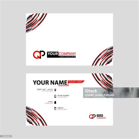 현대 간단한 수평 디자인 명함 내부에는 Qp 로고와 투명 한 레드 블랙 컬러가 있습니다 Pq 로고 템플릿 그림은 방문 페이지 웹 사이트 모바일 앱 포스터 전단지 쿠폰 선물