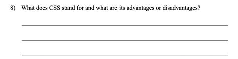 Solved 8 What Does Css Stand For And What Are Its