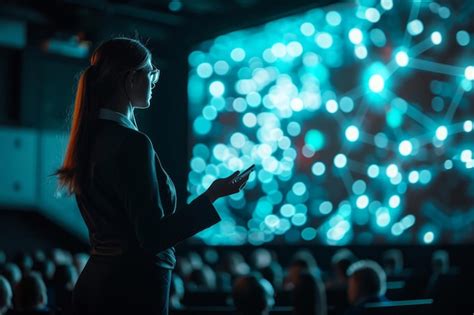 Premium Photo Female Teacher Presenting Data Science With Ai Neural