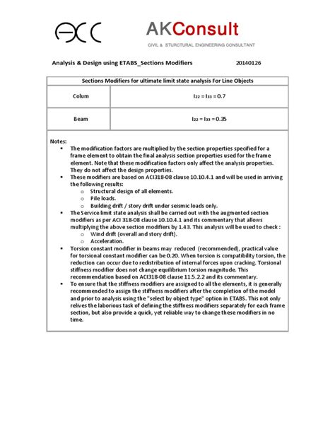 Stiffness Modifiers Pdf Bending Stiffness