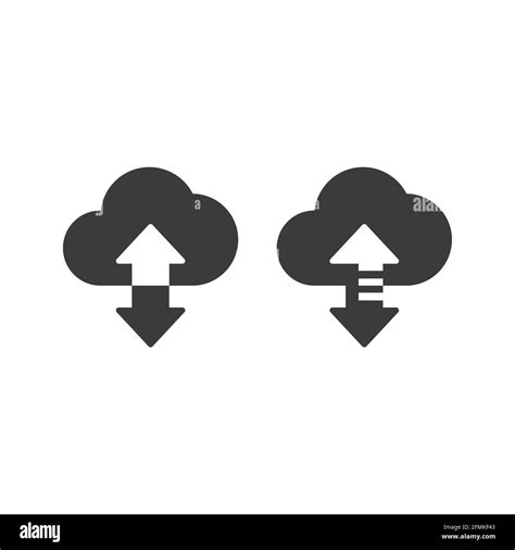 Cloud Upload And Download Black Vector Icon Web Data Storage Symbol With Arrow Stock Vector