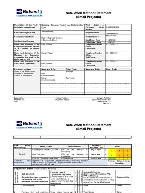 Tension Spring Method Statement Pdf Risk Scaffolding